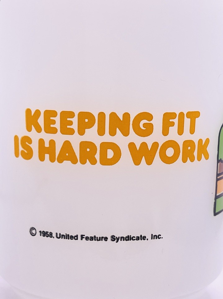 Vintage Anchor Hocking Keeping Fit Is Hard Work Jogging Snoopy Milk ...