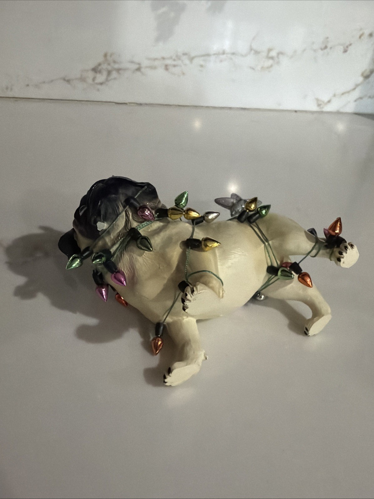 Pugnacious Christmas Pug Wrapped In Lights Figurine | eBay