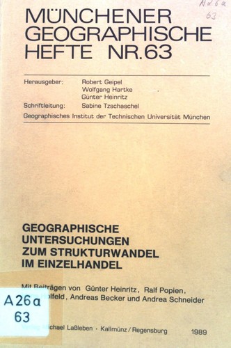 Geographische Untersuchungen zum Strukturwandel im Einzelhandel ...
