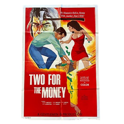 Vintage 1971 TWO FOR THE MONEY Movie Theater Poster Adult Trashy Pulp ...