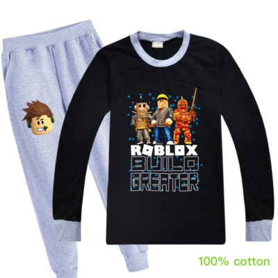 Boys long sleeve ROBLOX gaming cotton pjs pyjamas t-shirt size 6-12 B ...