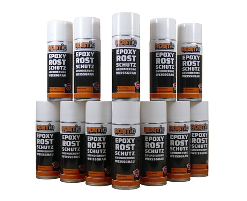 12 x Rostio Epoxy EP Grundierung Primer Rostschutz Rostumwandler Spray ...