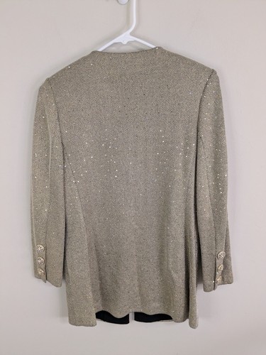 St. John Evening Jacket Women's 2 Beige Button Up Rhinestone Shimmer | eBay