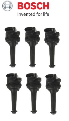 For Volvo S80 Set of 6 Ignition Coils w/ Spark Plug Connectors Bosch ...
