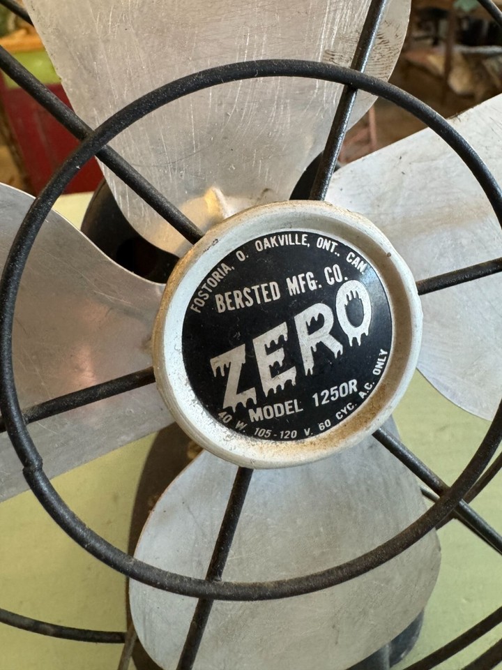 Zero Vintage Fan Model 1250R by Bersted Mfg Co Collectible Black ...