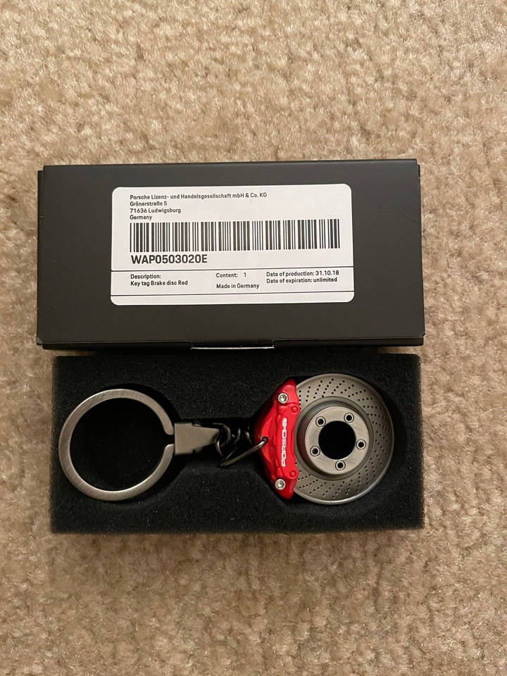PORSCHE Keychain Red Brake Caliper 911 GT3 GT2 GT4 Spyder Key Ring Fob ...