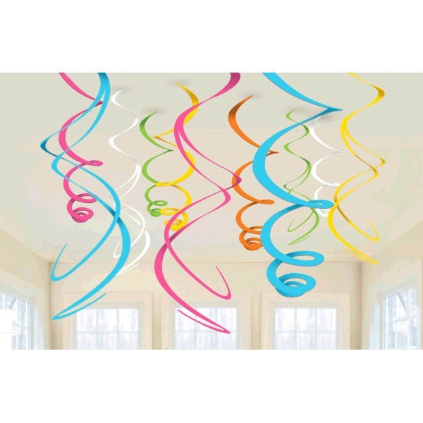 12 Foil Swirl Hanging Decorations Baby Shower Birthday Wedding Party ...