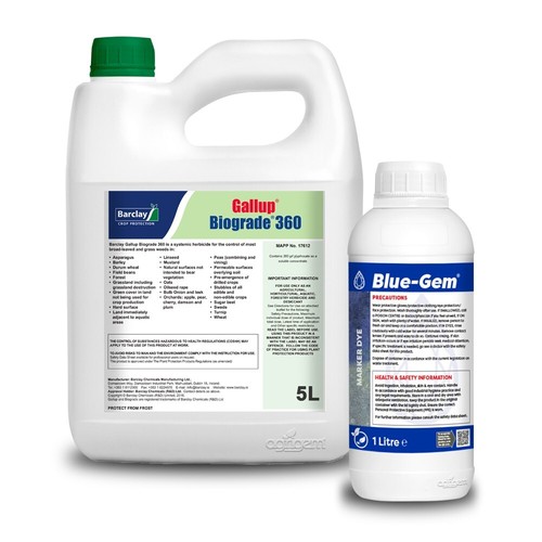 GALLUP BIOGRADE 360 5L PROFESSIONAL GLYPHOSATE HERBICIDE with Blue Dye ...