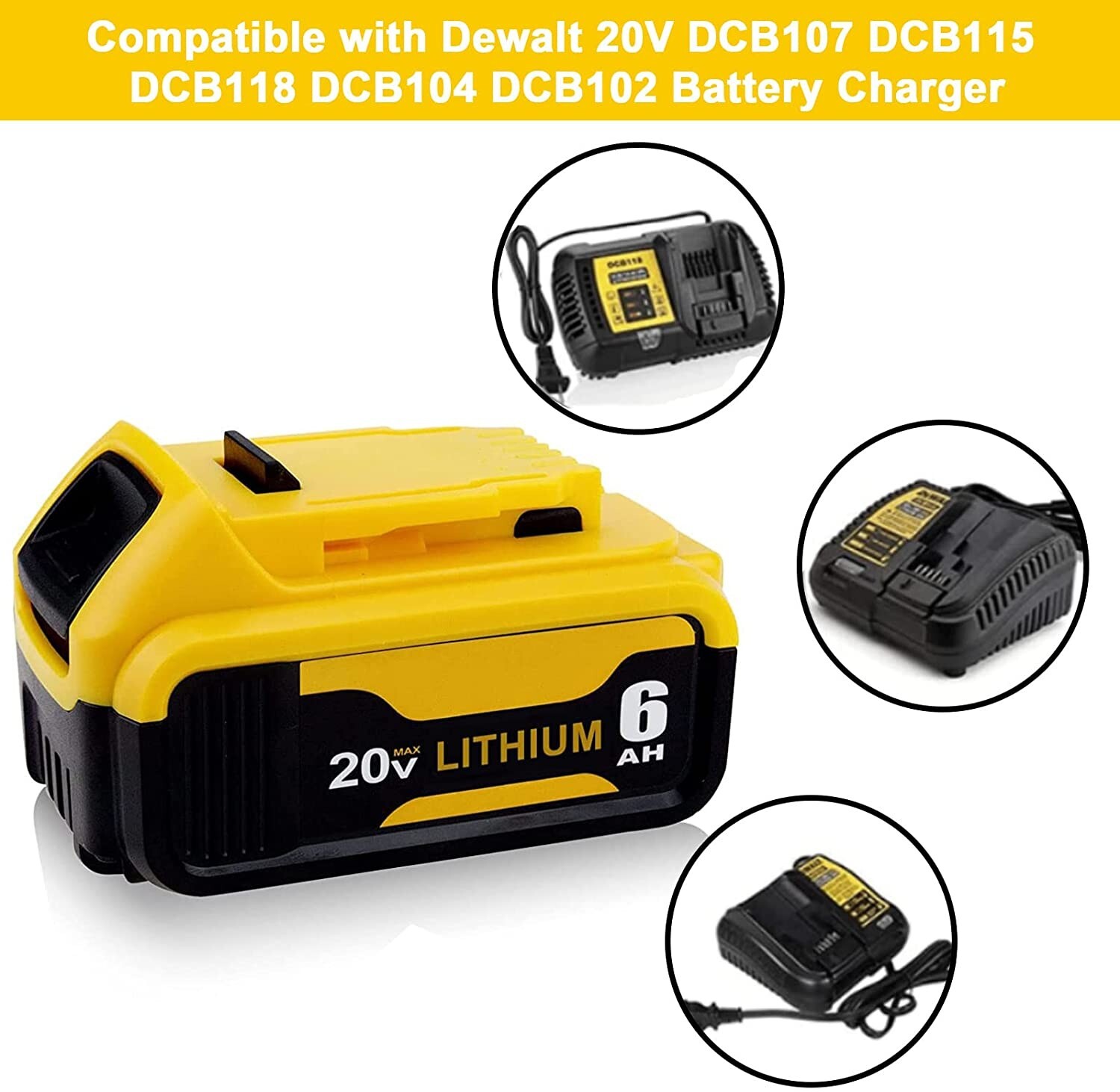 2Pack replacement For Dewalt 20V 6AH Lithium Ion Battery 120WH 6.0 AMP Hour | eBay