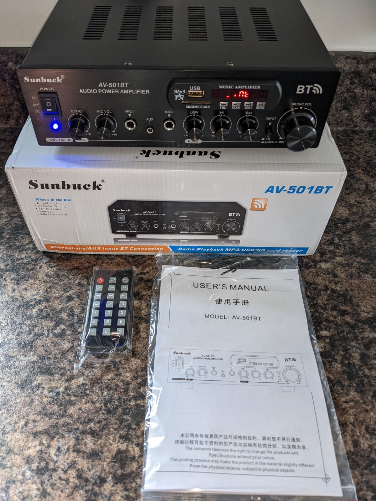 Sunbuck Car Amplifier 300W+300W AV-MP326BT Digital ECHO MIXER Home ...