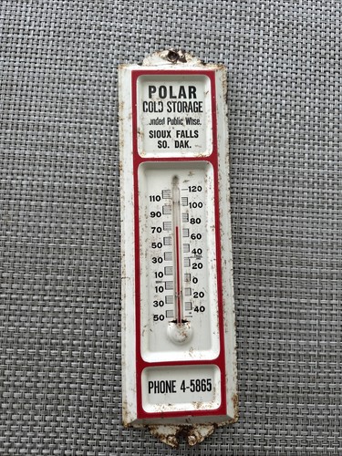 Vintage Metal Thermometer. Polar Cold Storage Sioux Falls, So. Dak. Phone 4-5865 | eBay