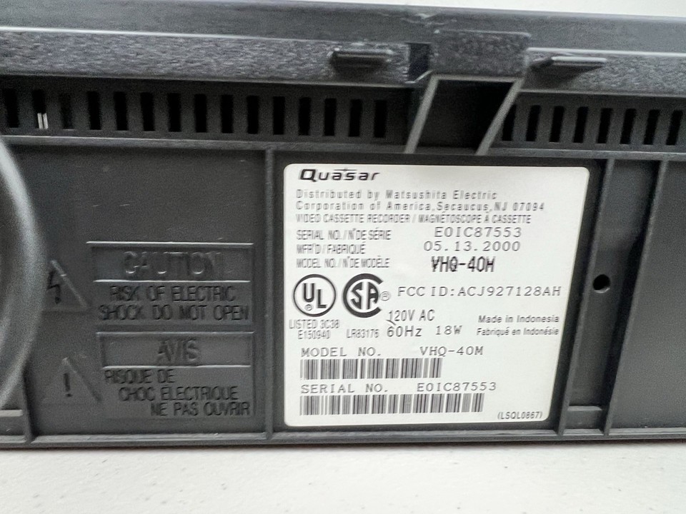 Quasar VHQ-40M Omnivision 4 Head VHS VCR Player w/OEM Remote Control ...