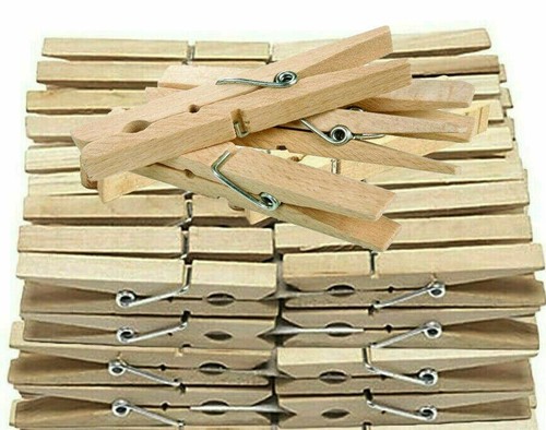 60 Wooden Clothes Pegs Clips Washing Line Airer Dry Line HARD Wood Peg ...