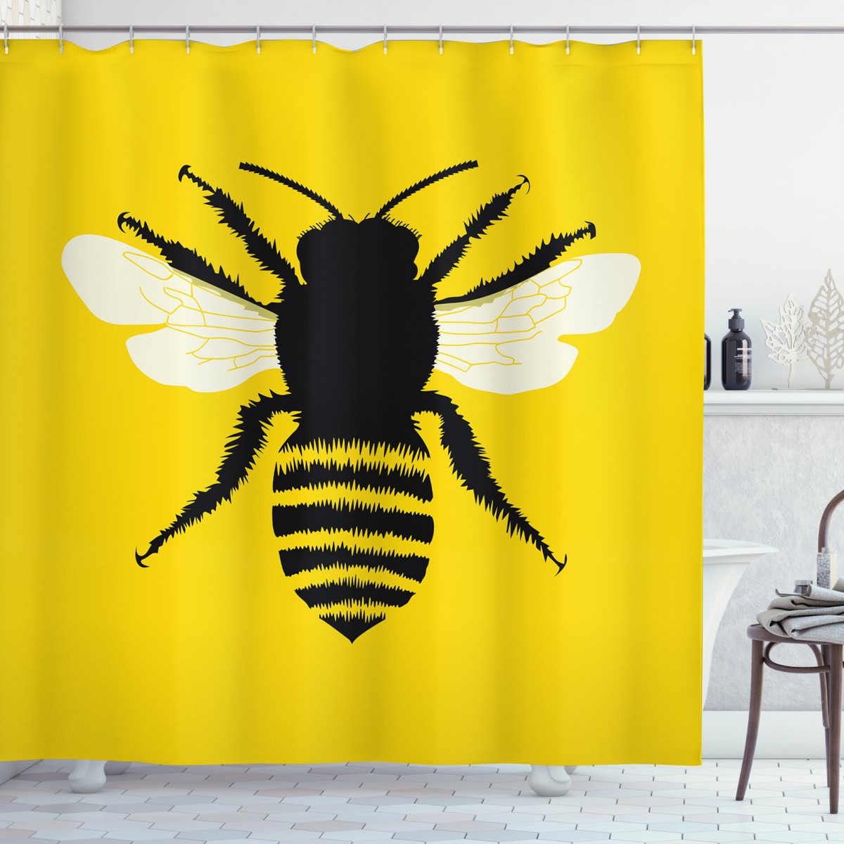 Bumble Bee Curtains Bumble Bee Cotton Curtain Fabric Grey