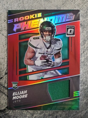 🏈🔥Elijah Moore 2021 Donruss Optic Rookie Phenoms Red Prizm Green patch ...