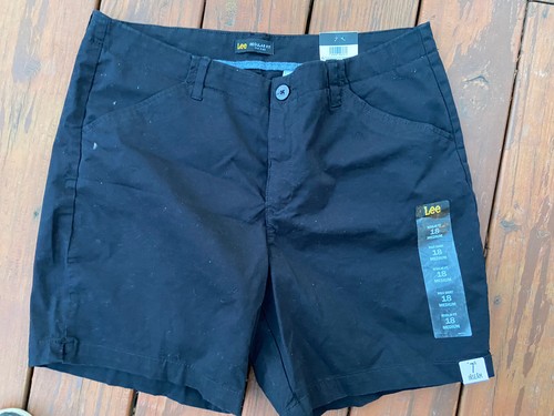 Lee Regular Fit Mid Rise Walk Shorts 18M Inseam 7" Black Chino NWT NEW ...