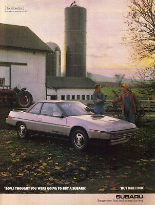 1986 Subaru XT - Father And Son Farmers Farm Barn Tractor Fence - Print ...