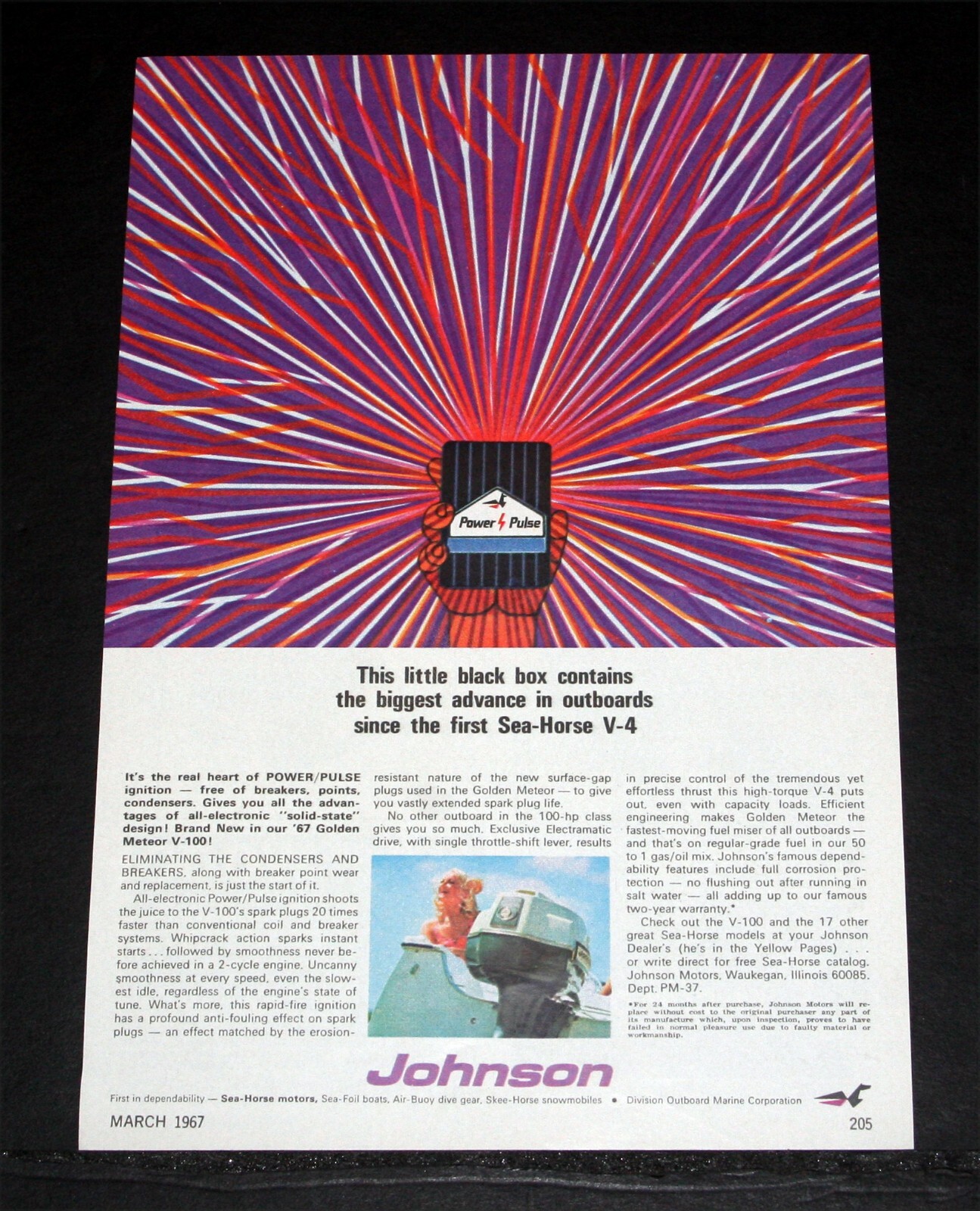1967 OLD MAGAZINE PRINT AD, JOHNSON OUTBOARDS, NOW WITH POWER PLUS ...