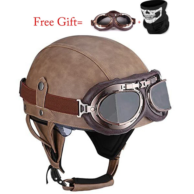 Vintage Motorcycle Helmet And Goggles