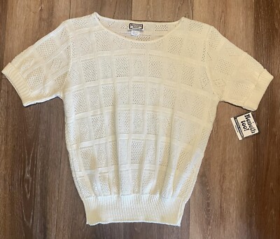 Keneth KENNETH TOO! Pullover Sweater Women Medium Ivory Short Sleeve ...