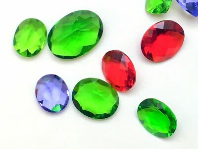 2 Pcs of Mt St Helens Green/Red/Tanzanite Helenite 8x10mm Oval Cut ...