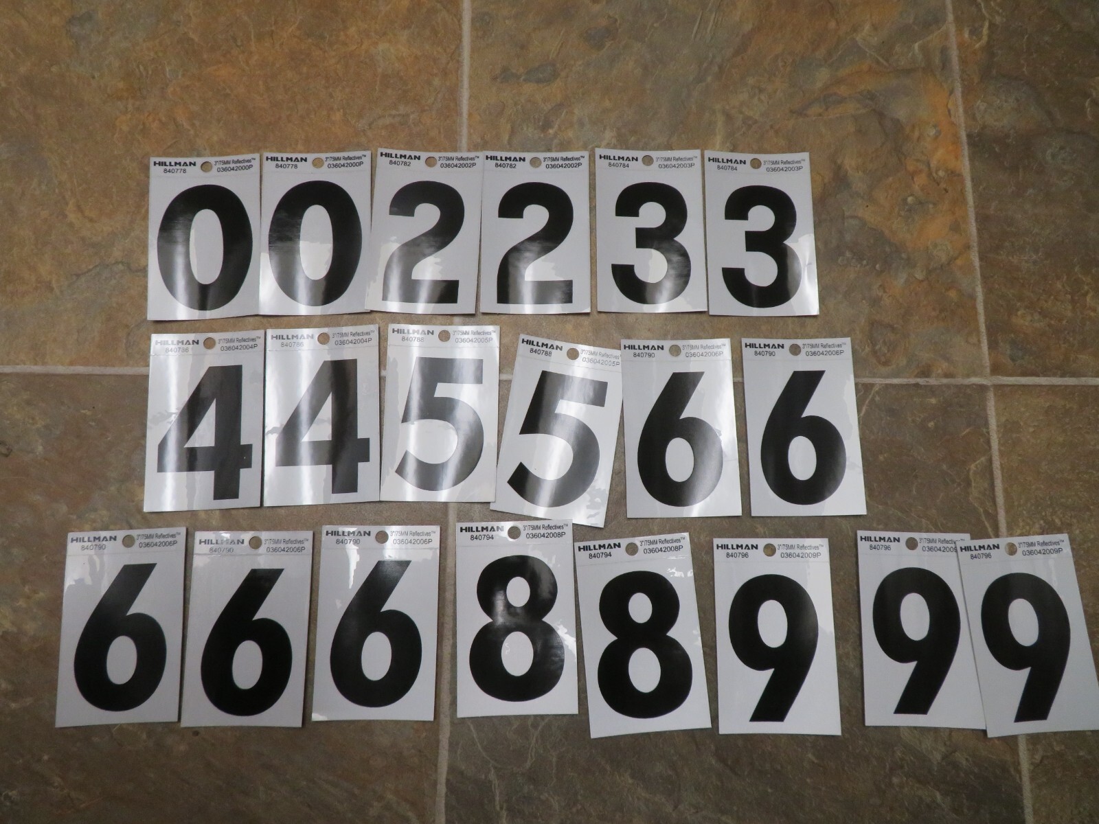 Mixed Lot of 20 Hillman 3 Inch Adhesive Reflective Address Numbers Made ...