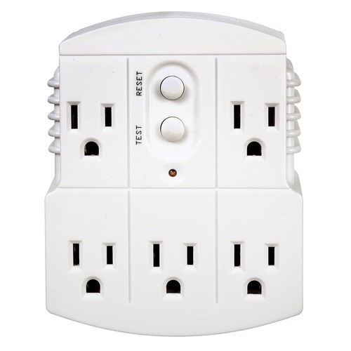 Tower Auto-Reset 15A GFCI 5-Outlet Adapter White | eBay