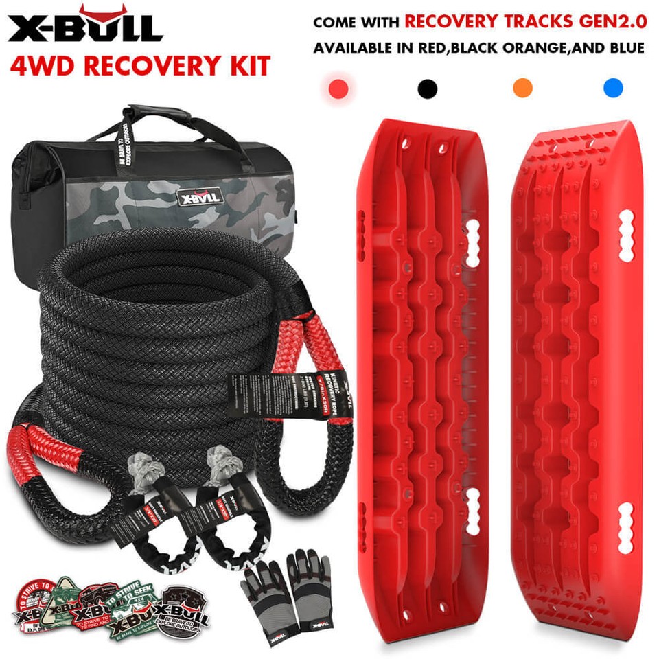 X-BULL 4WD Recovery Kit Kinetic Rope Soft Shackles Recovery Tracks 2PCS ...