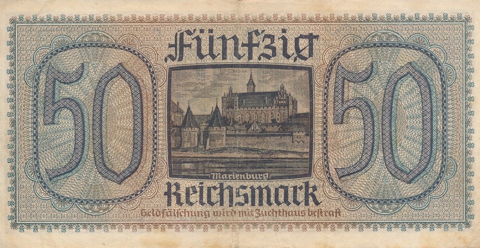 Currency Germany 1939 WW2 Fascism War Era Riechsmark Funfzig 50 Circ ...