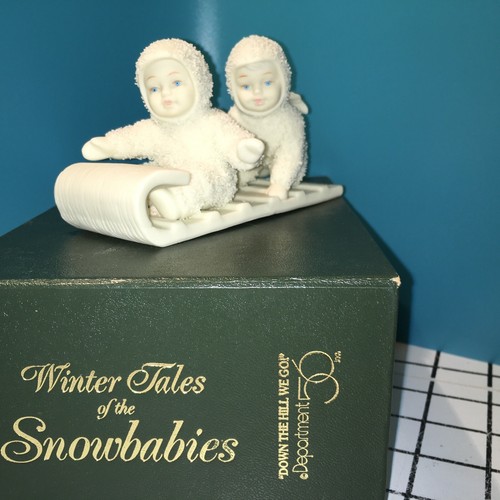 Vintage Department 56 Snow Babies Down the Hill We Go Sled Porcelain Figurine | eBay