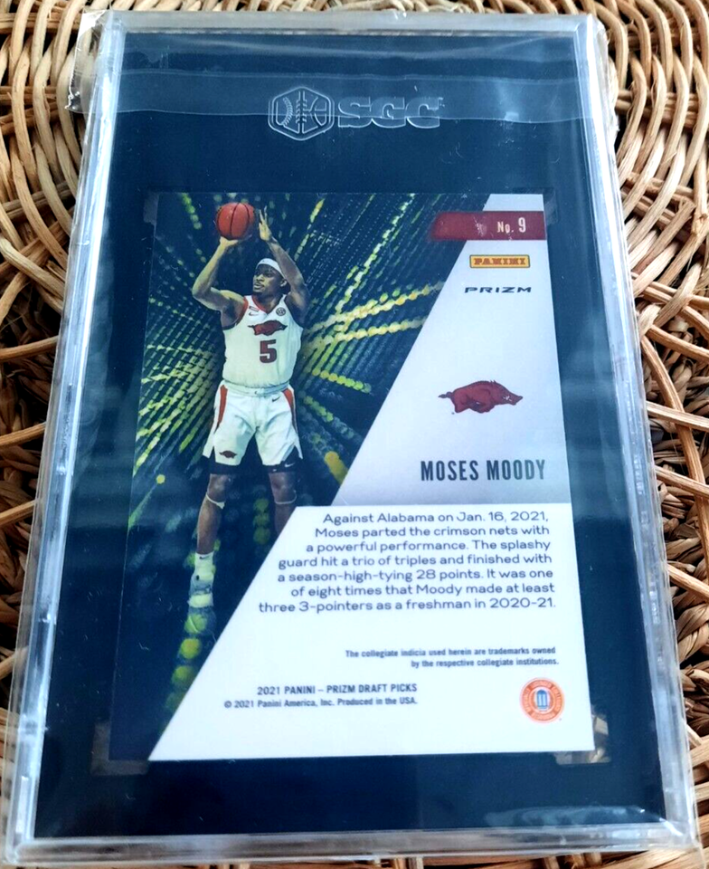 Moses Moody 2021-22 Prizm Draft Picks Instant Impact RC #9 White ...
