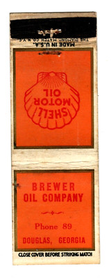 SHELL MOTOR OIL matchbook matchcover - BREWER OIL COMPANY - DOUGLAS ...