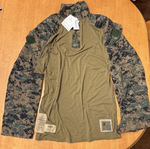 USMC Woodland MARPAT FROG Combat Shirt top size MEDIUM LONG Military ...