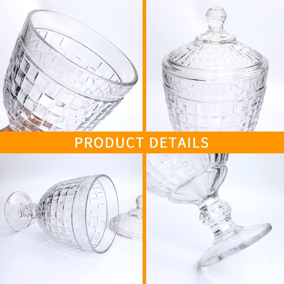 Candy Jars Set of 3,Apothecary Jar with Lid, Crystal Candy Jar ...