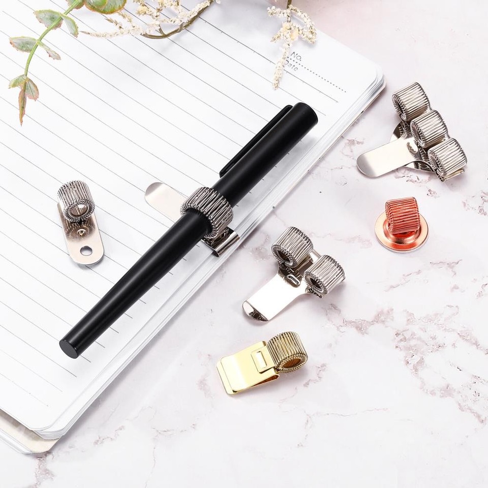 5 PCS Pen Holder Clip Gold Tone Lightweight Metal Single Loop Pen Clip ...