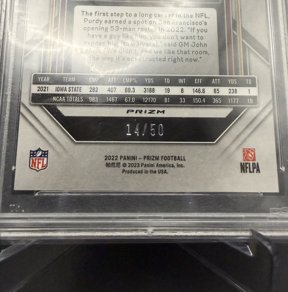 2022 Prizm ROOKIE BROCK PURDY No Huddle Red Color & # Match 14/ PSA 9 ...