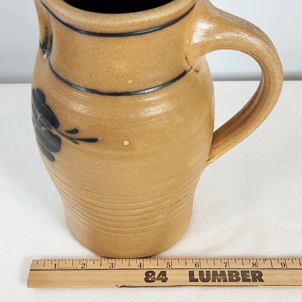1991 Rowe Pottery Works Cambridge Salt Glaze Hand Thrown Pitcher Folk ...