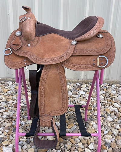 Adult Roughout Western Work Saddle: Training Ranch Saddle (15, 16, 17 ...