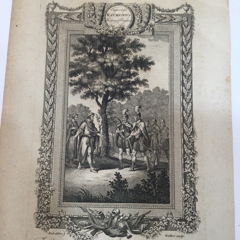Original 18th century Engraving Of King Vortigern, From Raymond’s ...