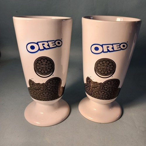 Vintage Oreo Cookies Ceramic Tall Milkshake Glasses (2) Unique Oreo ...