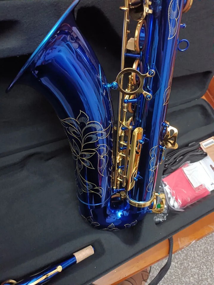 2025 Tenor Saxophone with Case, Brass Sax, Sky Blue,Professional Grade ...