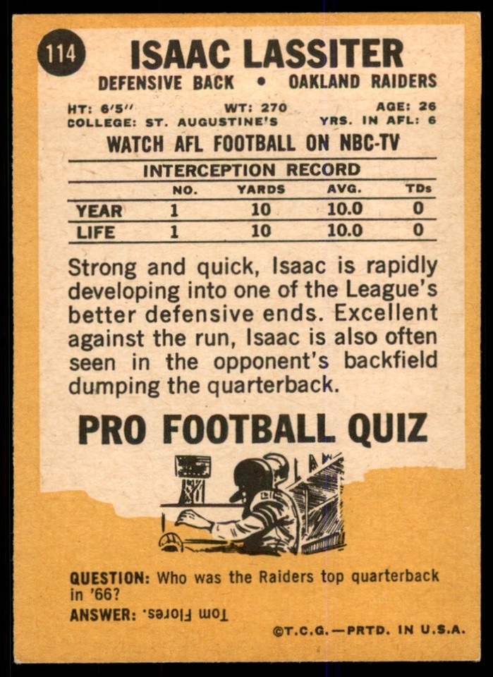 1967 Topps NM-MT Ike Lassiter #114 | eBay