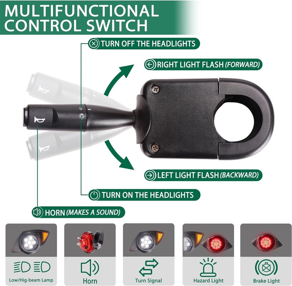 Golf Cart LED Light Turn Signal Kit W/ Horn Brake Hazard For Club Car ...