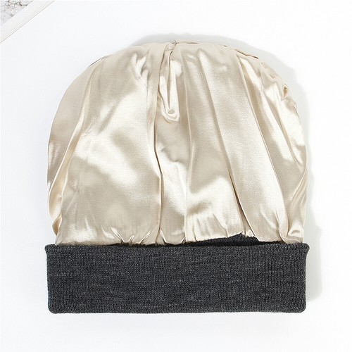 Unisex Satin Lined Hat Anti Static Beanie 2 Layer Silk Lining Slouchy Warm Cap | eBay