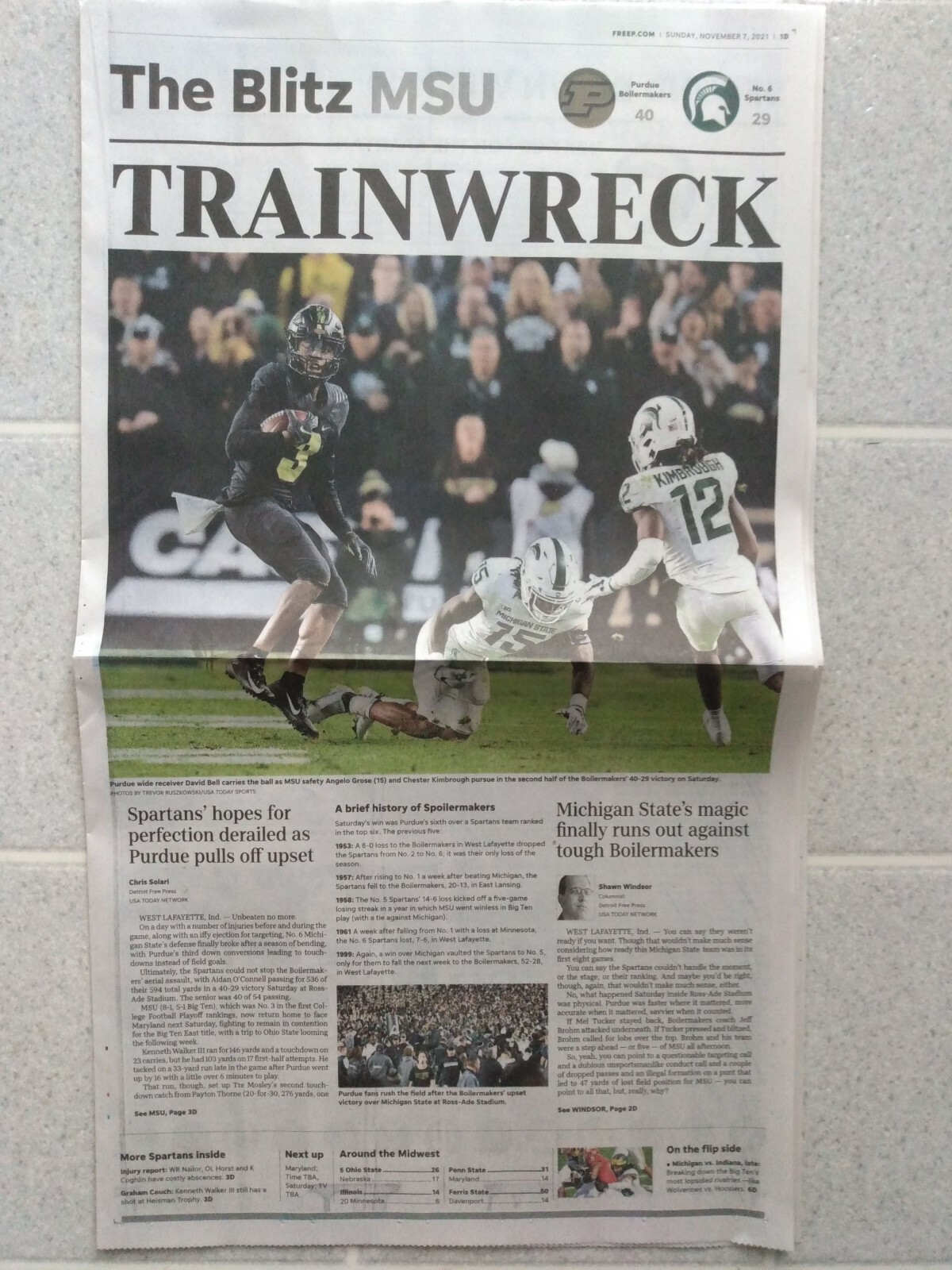 Detroit Free Press Newspaper November 7, 2021 - Purdue vs MSU Complete ...