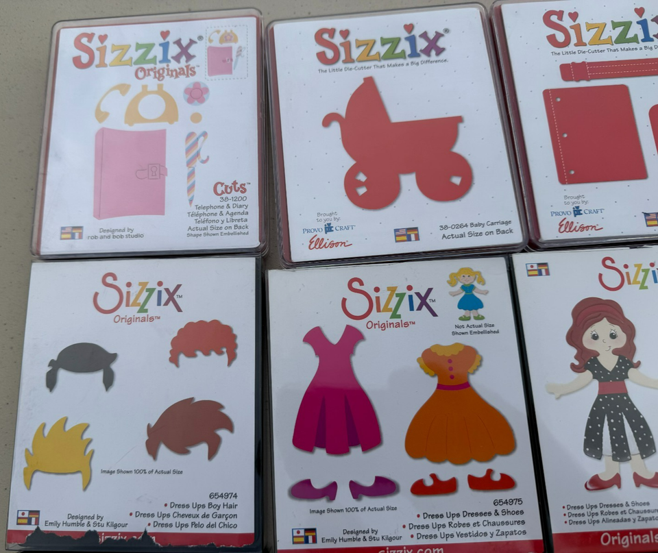 Lot of 13 Sizzix Originals Dies Baby Dress-up Clothes Hairs School ...