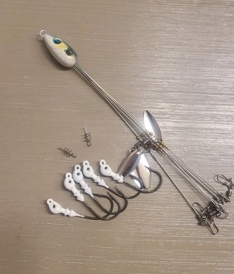 8 Pcs Umbrella Alabama Rig Blades 5 Arms 5 Jig Heads 2 Spring Lock ...