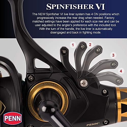 PENN Spinfisher VI Spinning Inshore Fishing Reel, HT-100 Front Drag ...