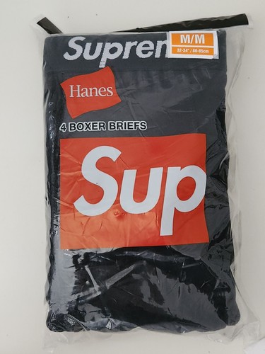 SS24 Supreme Hanes black boxer briefs (4 pack) M medium New unopened ...