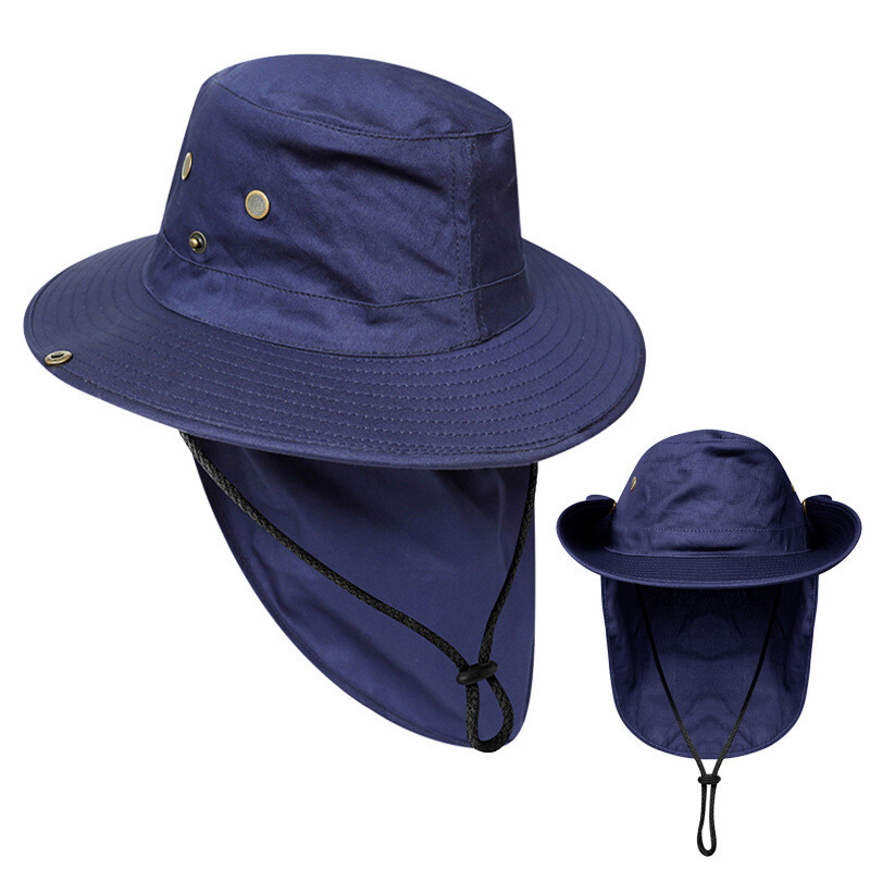 Men Bucket Boonie Hat Neck Cover Flap Sun Wide Brim Fishing Outdoor Cap ...